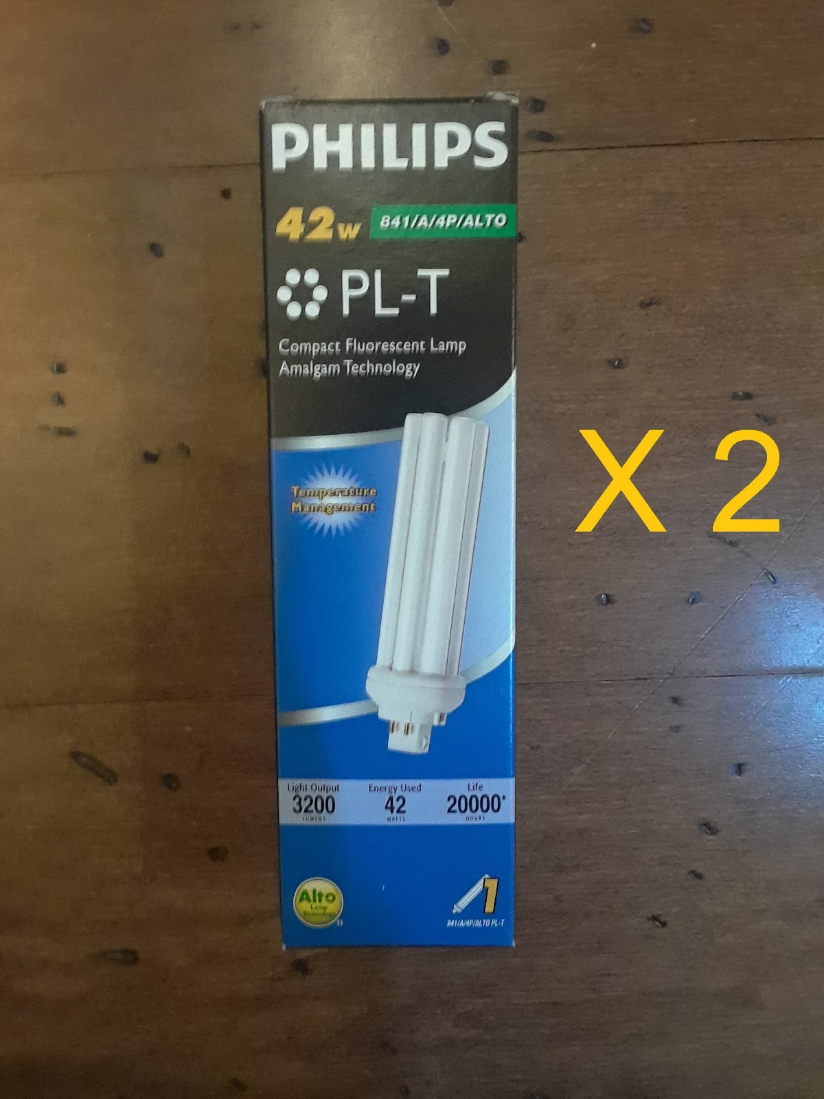 LOT OF 2 PHILIPS ALTO PL-T 42W/841/A/4P/ALTO COMPACT FLUORESCENT LAMPS ...