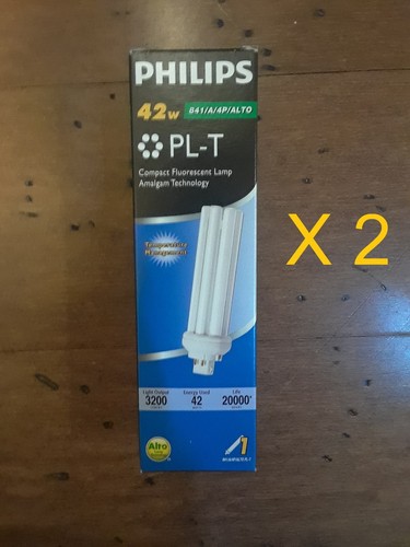 LOT OF 2 PHILIPS ALTO PL-T 42W/841/A/4P/ALTO COMPACT FLUORESCENT LAMPS ...