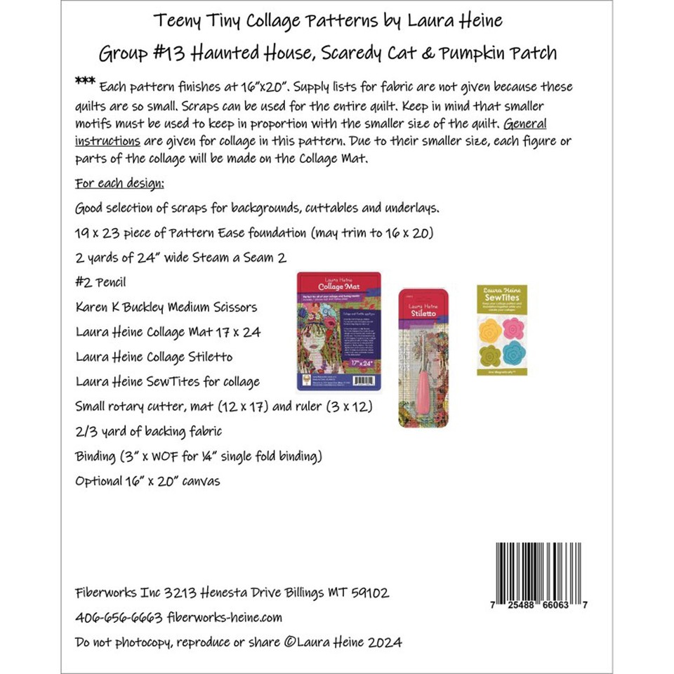 HALLOWEEN MINI CAT HOUSE PUMPKIN ~ 3 Collage Quilt Patterns by Laura ...