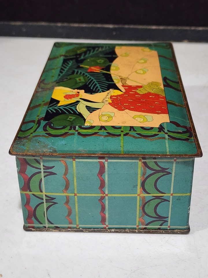 Antique Art Deco Lady NANCY MARSTON Candies KANSAS CITY Tin Metal Candy ...