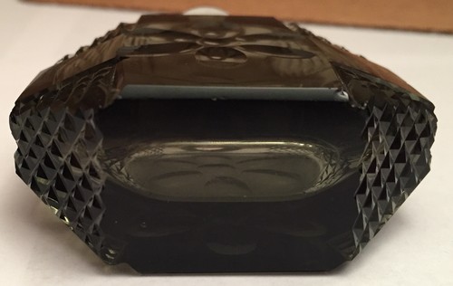 Rare Octagonal Smoke Colored Czechoslovakian Perfume Bottle with Daisy ...