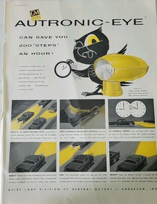 1955 GM Guide lamp division autotronic eye car lights vintage ad | eBay