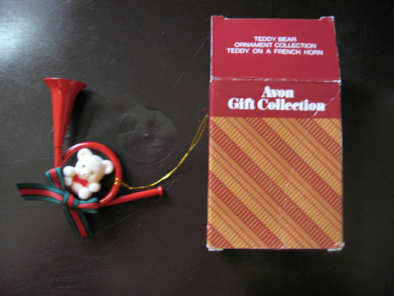 Avon gift collection teddy bear ornament " teddy on a french horn " | eBay