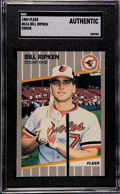 1989 Fleer BILL RIPKEN FF Error Card Saw Cut Sawcut Freshly Graded SGC ...
