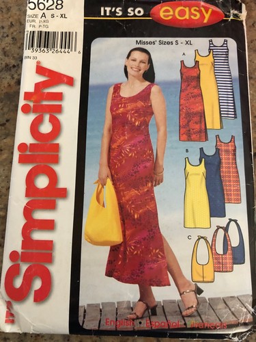 💐SIMPLICITY #5628 - LADIES EASY TWO LENGTH SUMMER DRESS & BAG PATTERN ...