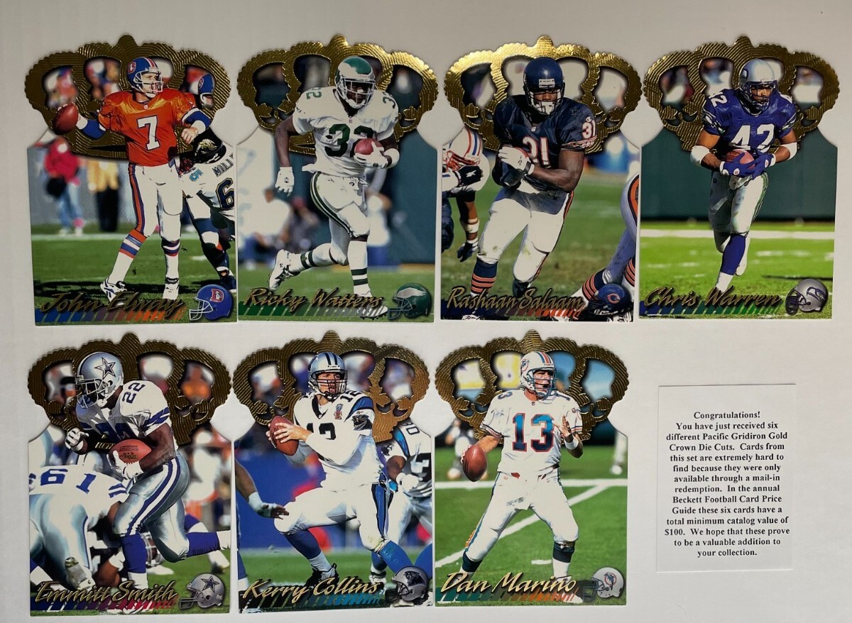 1996 Pacific Gridiron Gold Crown Die Cuts Set of 7 Emmit Smith/Marino ...