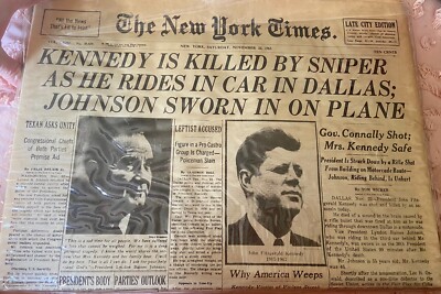 President John F Kennedy New York Times Newspaper November 26, 1963 | eBay