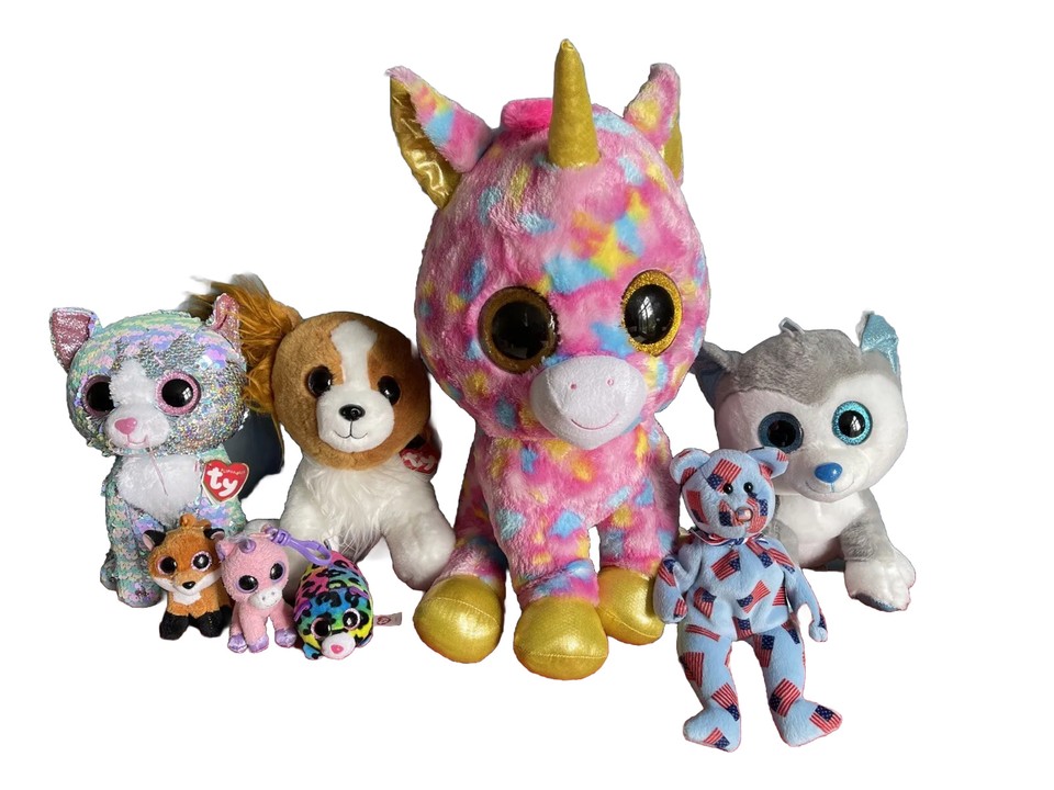 Lot 62 Plush TY Beanie Boo Farm Stuff Animals SERTA Lamb Sheep Pig ...