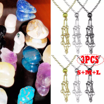 SML 3x Crystal Stone Holder Necklace Pendant Holder Cord Adjustable ...