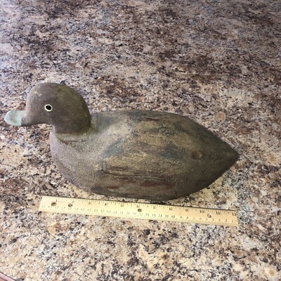 HAND CARVED Solid WOODEN DUCK Decoy Decor - 16" long | eBay