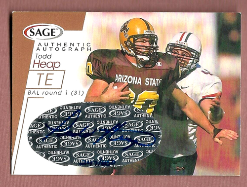 TODD HEAP 2001 SAGE ROOKIE RC SP AUTOGRAPH AUTO #'D /650 RAVENS NFL ...
