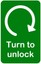 TURN TO UNLOCK ADHESIVE STICKER SIGN. Anticlockwise/clockwise. For ...