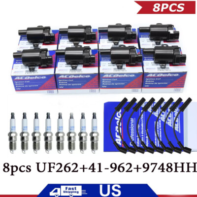 OEM AcDelco 8 PACK UF262 Ignition Coil & 41-962 Spark Plug & 9748HH ...
