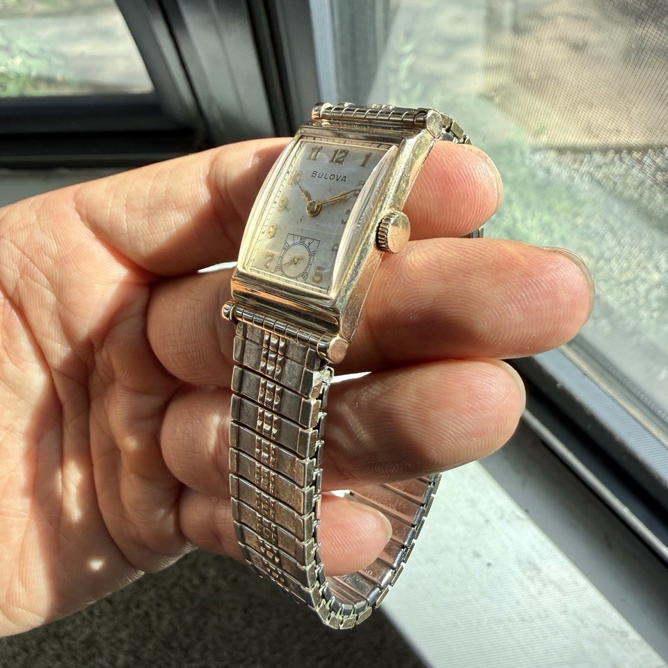 Vintage Bulova Art Deco Tank Style Watch Rectangle 10k Gold Filled Case ...
