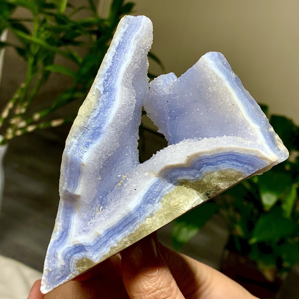 365G Natural Blue striped agate Crystal Chunks piece form Mineral ...
