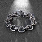 16mm 9'' Vintage Black Biker Circle Rolo Chain Bracelet Stainless steel ...