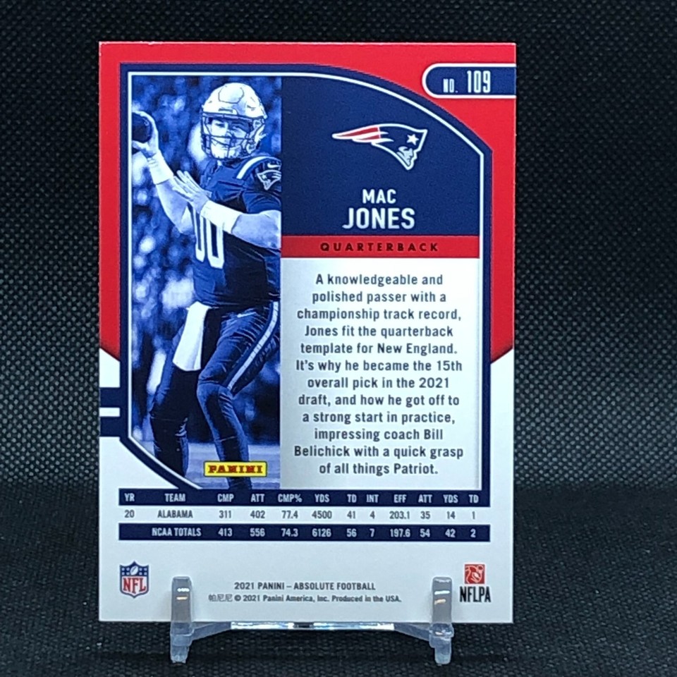 2021 Panini Absolute Football Mac Jones Rookie Card #109 - Patriots RC ...