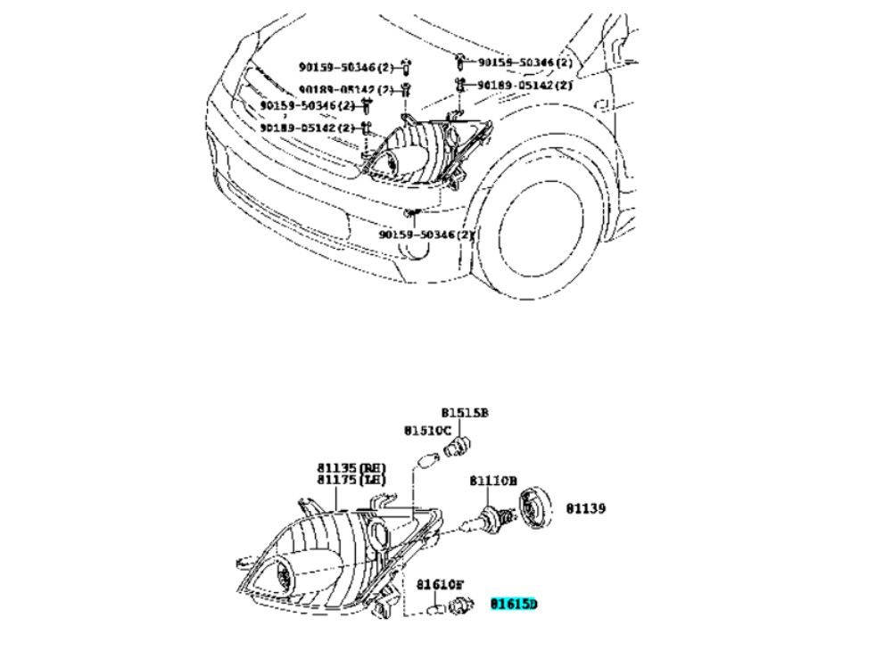 GENUINE TOYOTA RAV4 SCION XA BACK-UP & CLEARANCE LAMP SOCKET OEM 81615 ...