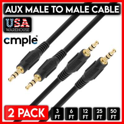 2 Pack 3.5mm Cable AUX Plug to Plug Stereo Cord Speaker PC TV MP3 Car ...