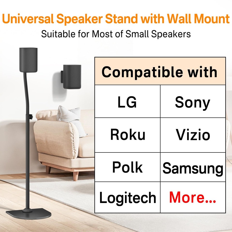 Universal Surround Speaker Stands Pair of Height Extend 33 to 42 ...