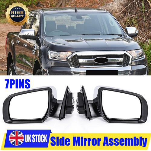 FOR FORD RANGER 2011-23 LEFT&RIGHT CHROME ELECTRIC WING MIRROR POWER ...