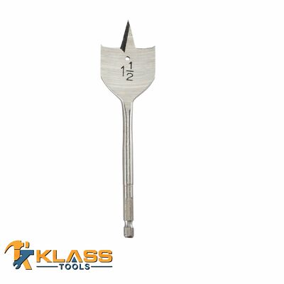 1 1/2 in. x 6 in. Long Steel Spade / Paddle Bit for Wood by KlassTools ...