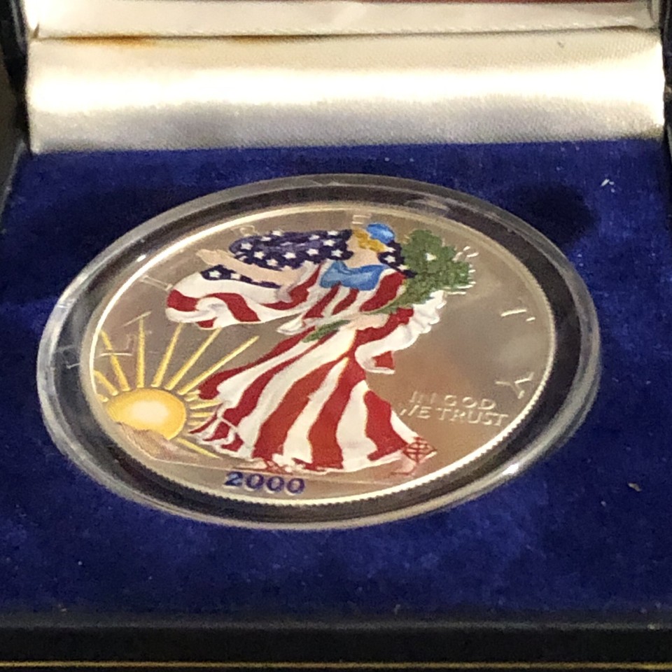 2000 Colorized American Eagle Silver Dollar In Capsule and Box | eBay