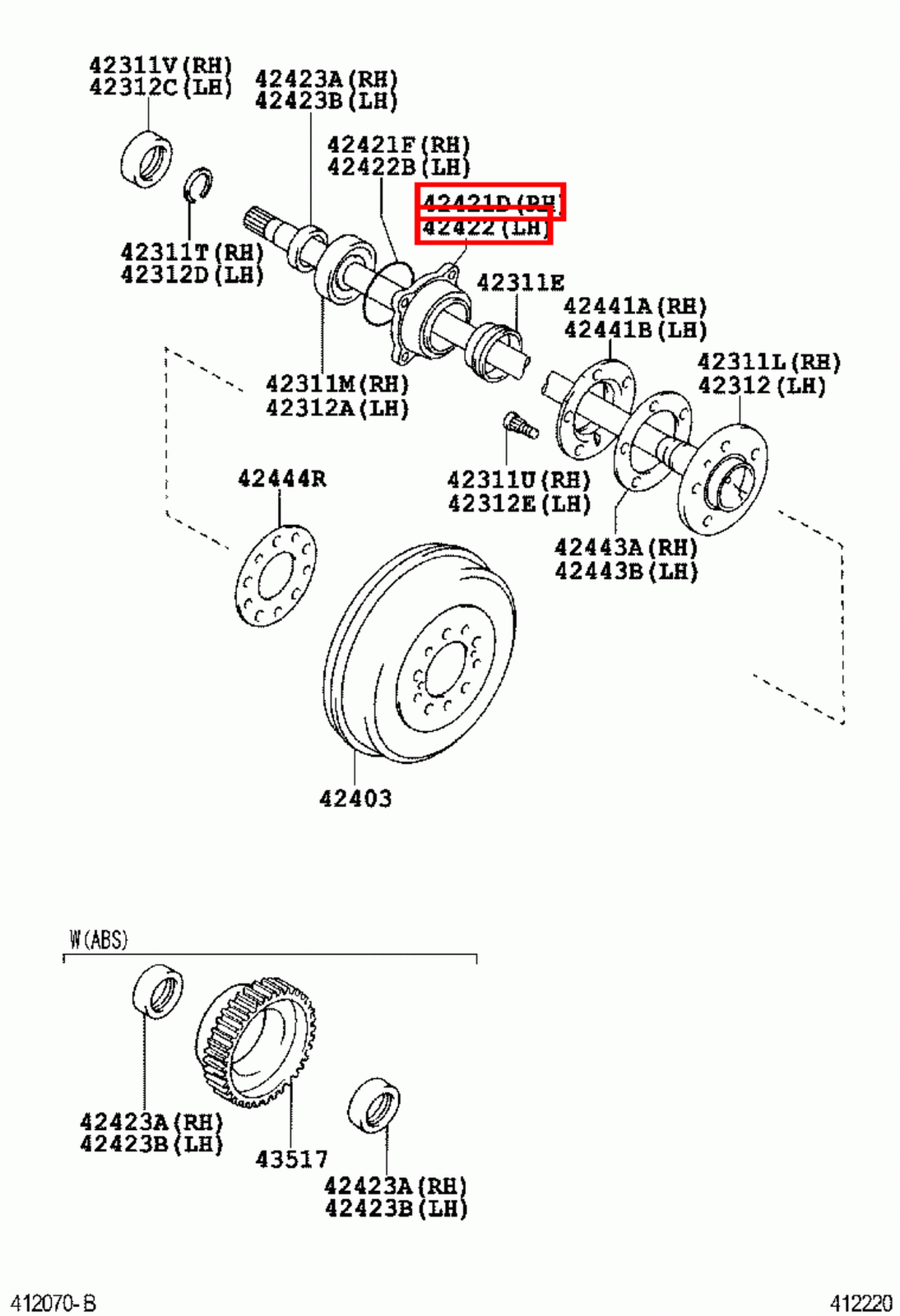 Genuine Toyota Hilux TGN36 Innova TGN140 GUN143 GUN142 Rear Axle ...