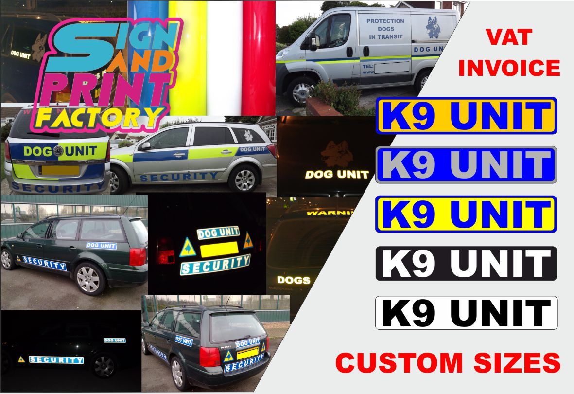 Magnetic Sign - K9 UNIT - Reflective - Fluorescent - White - Black ...