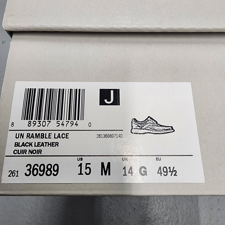 Clarks Unstructured Un Ramble Lace-Up Men's US 15M Black Leather ...