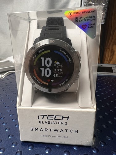 iTech Gladiator 2 Smartwatch (Round Face/Black Band) | eBay