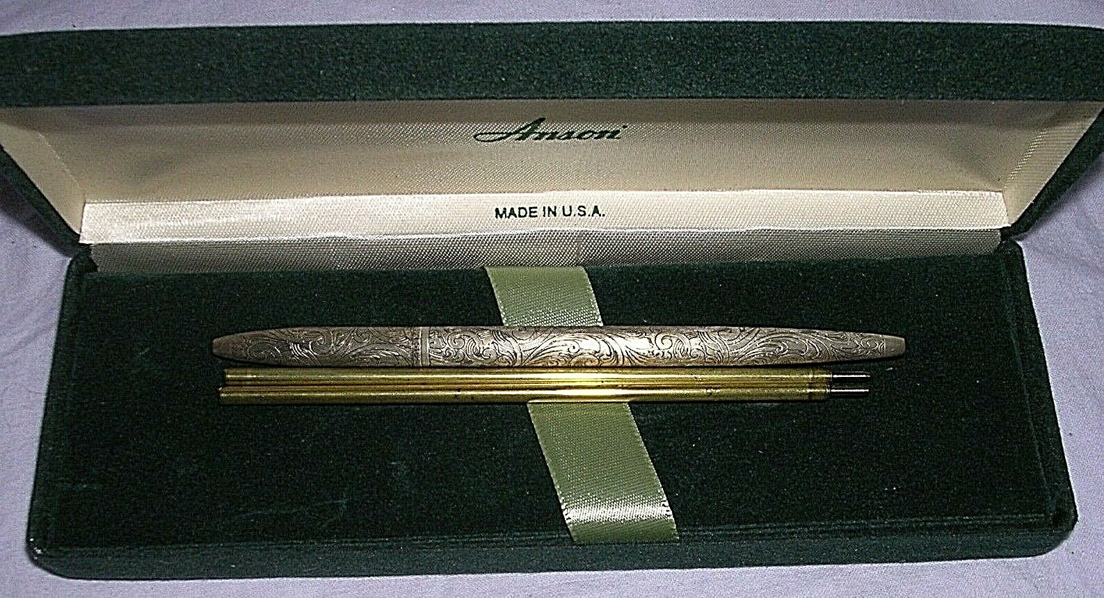 Fancy Sterling Silver Anson Pen Swirls Box 2 Refills NEW Decorated USA ...