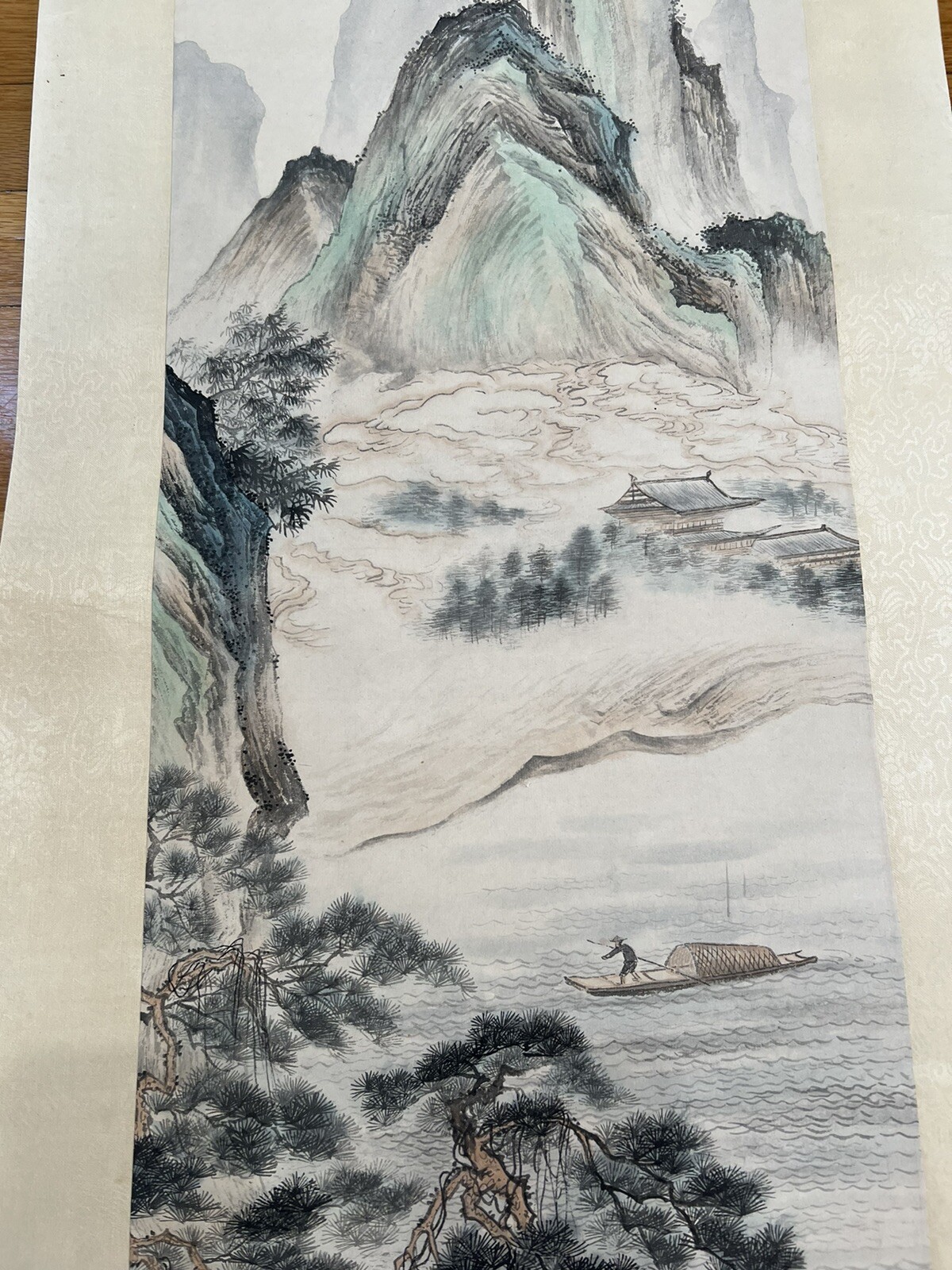 Chinese Incredible Signed Chinese Landscape Scroll Painting Hand paint ...