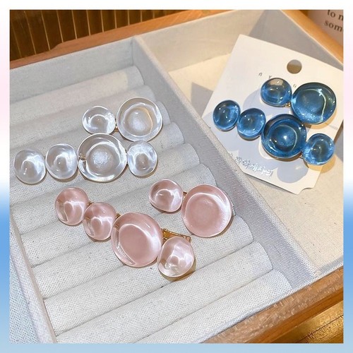 Summer Hair Clips Set Ice Transparent Gel Irregular Round Shape for ...