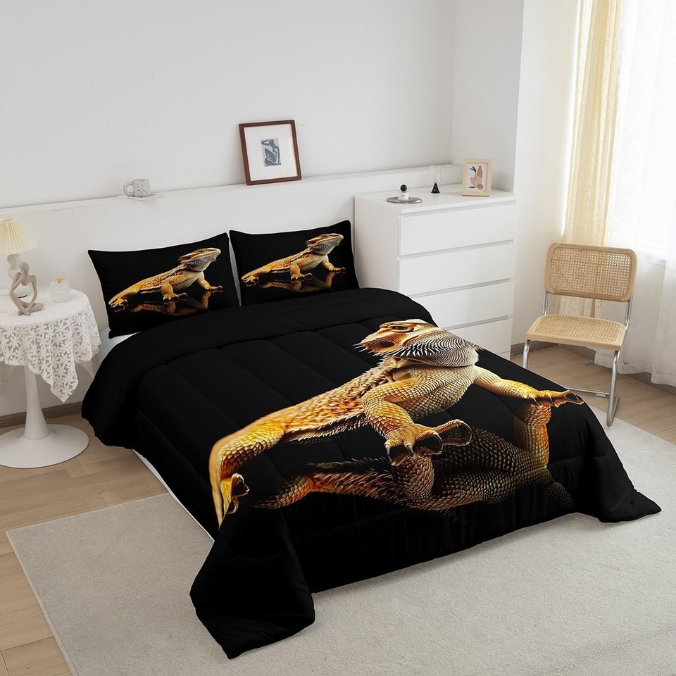 Bearded Dragon Comforter Set Queen Size Wild Lizard Bedding Set for ...