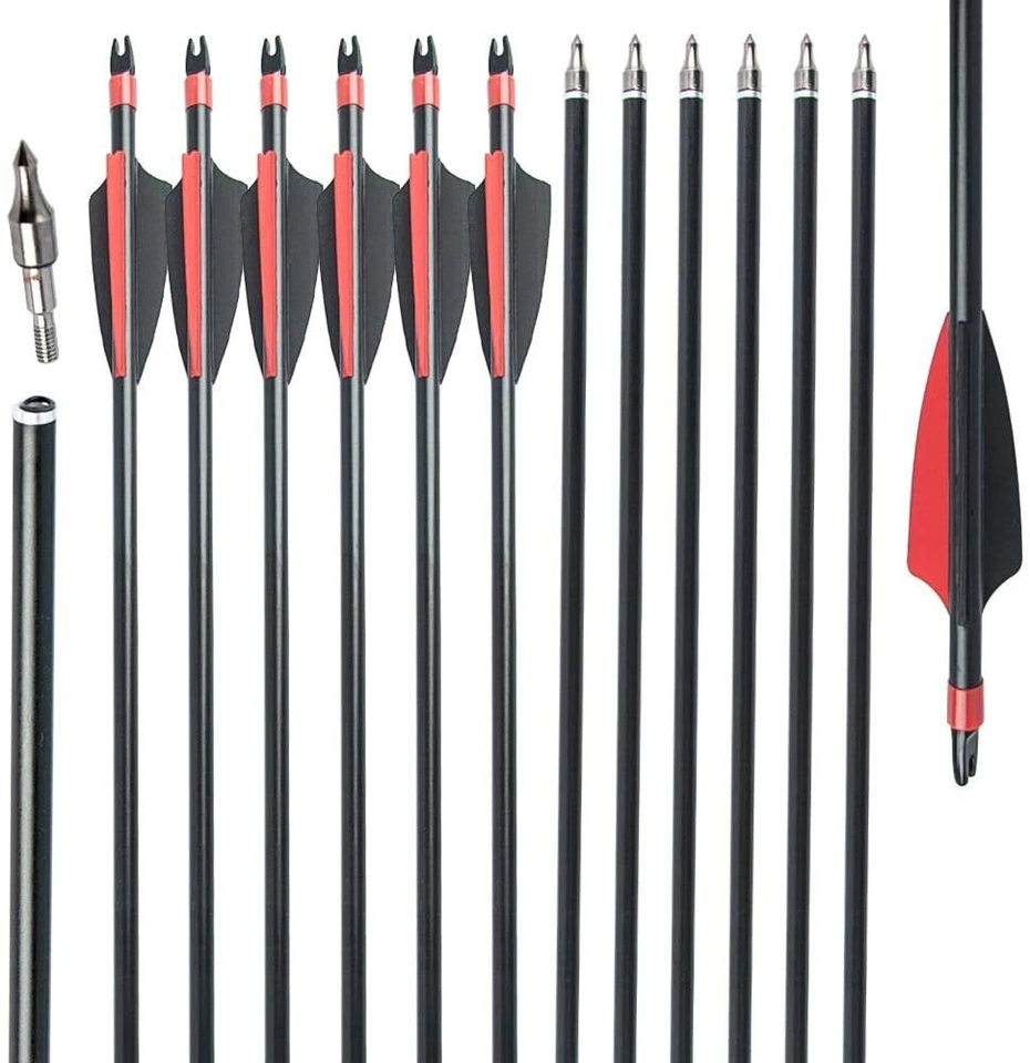 12pcs 30" Fiberglass Hunting Practice Arrows With Removable Tip for ...
