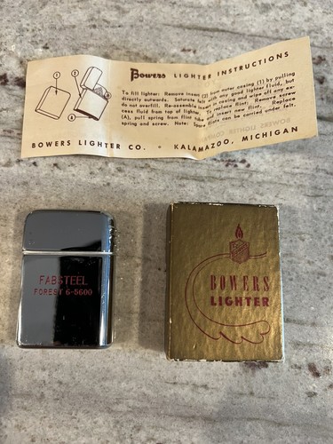 Rare Vintage Bowers Storm Master Fabsteel Lighter w/ Box **Never Used ...