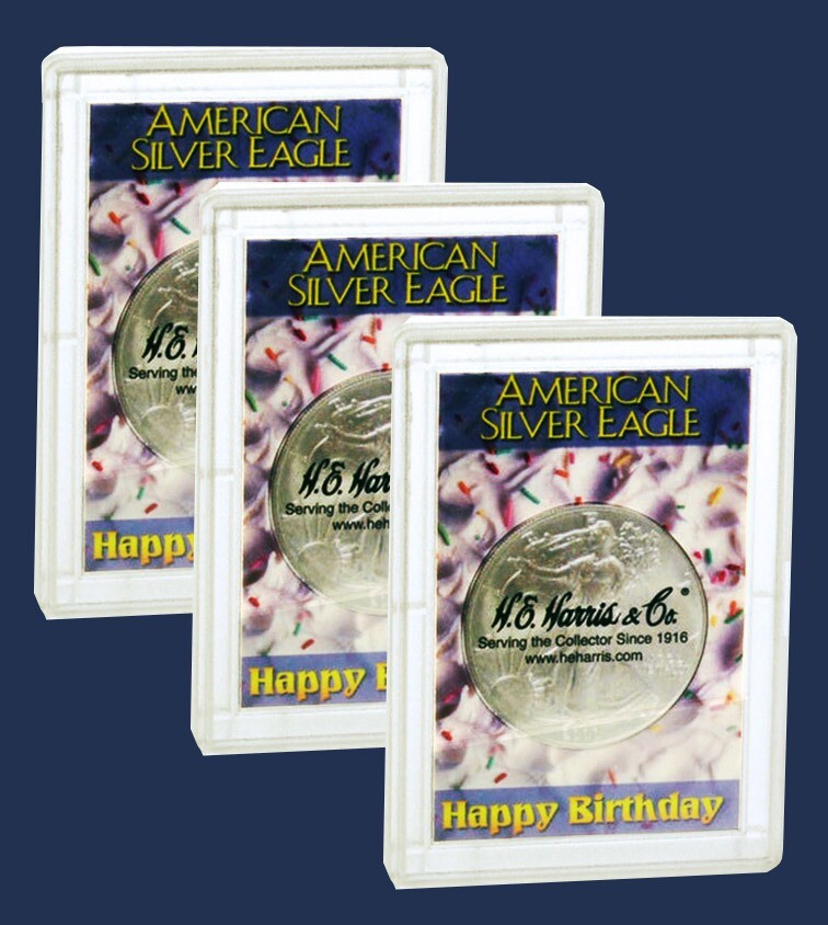 ASE Silver Eagle Coin Frosty Case Happy Birthday 2x3 Collector Gift ...