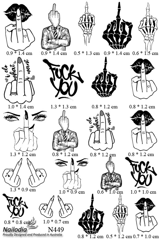 Middle Finger Nail Art Decal Sticker Water Transfer Slider | eBay