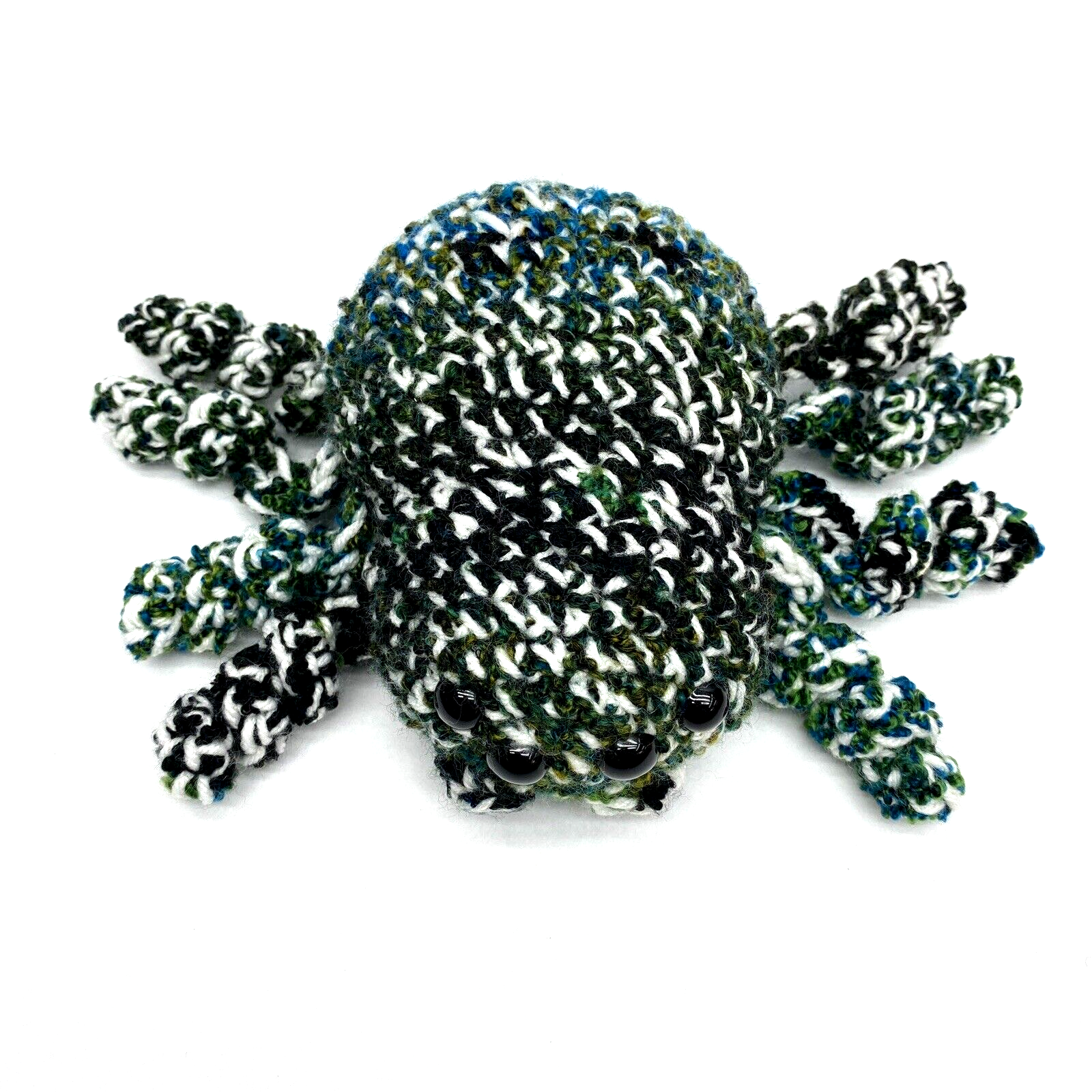Crochet Yarn Stuffed Plush Amigurumi Jumping Spider Black Green Squishy ...