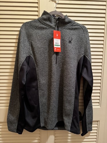 SPYDER GRAY AND BLACK QUARTER ZIP PULLOVER MENS SIZE LARGE | eBay