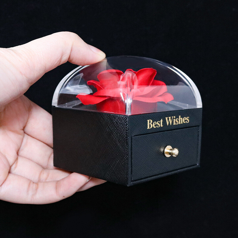 1X Gift Box Rose Flower Ring Necklace Case Craft for Jewellery Package ...
