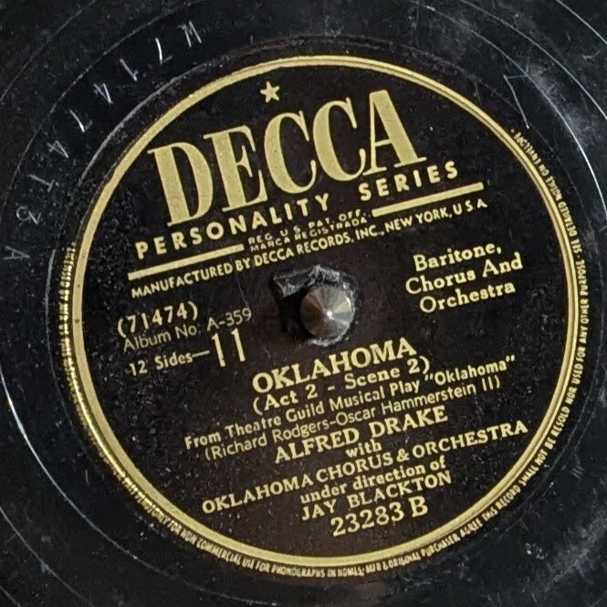 ALFRED DRAKE - OH, WHAT A BEAUTIFUL MORNIN' / OKLAHOMA - 78 rpm Decca ...
