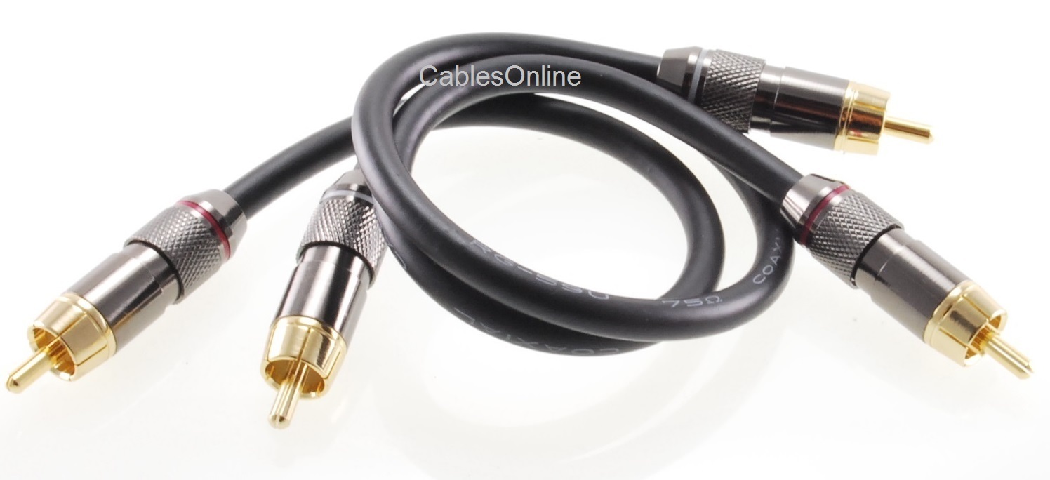 1-ft High Quality Dual RCA Male to Male Coax Audio Cable, CablesOnline ...