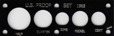 Capital Holder For 1963 US Proof Set Display Coin Case Cent Half Black ...