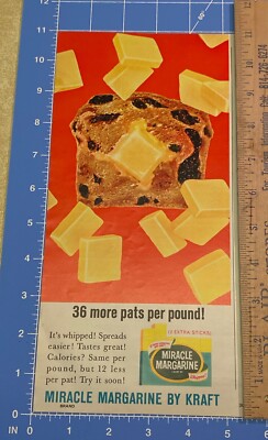 Vintage Print Ad Kraft Miracle Whipped Margarine Pats Raisin Toast 5.25 ...