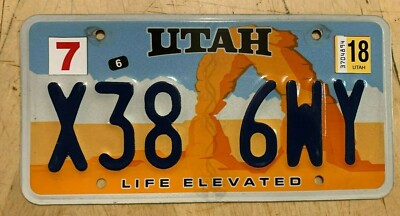 2018 UTAH COLORFUL GRAPHIC ARCH PASSENGER AUTO LICENSE PLATE " X 38 6 ...