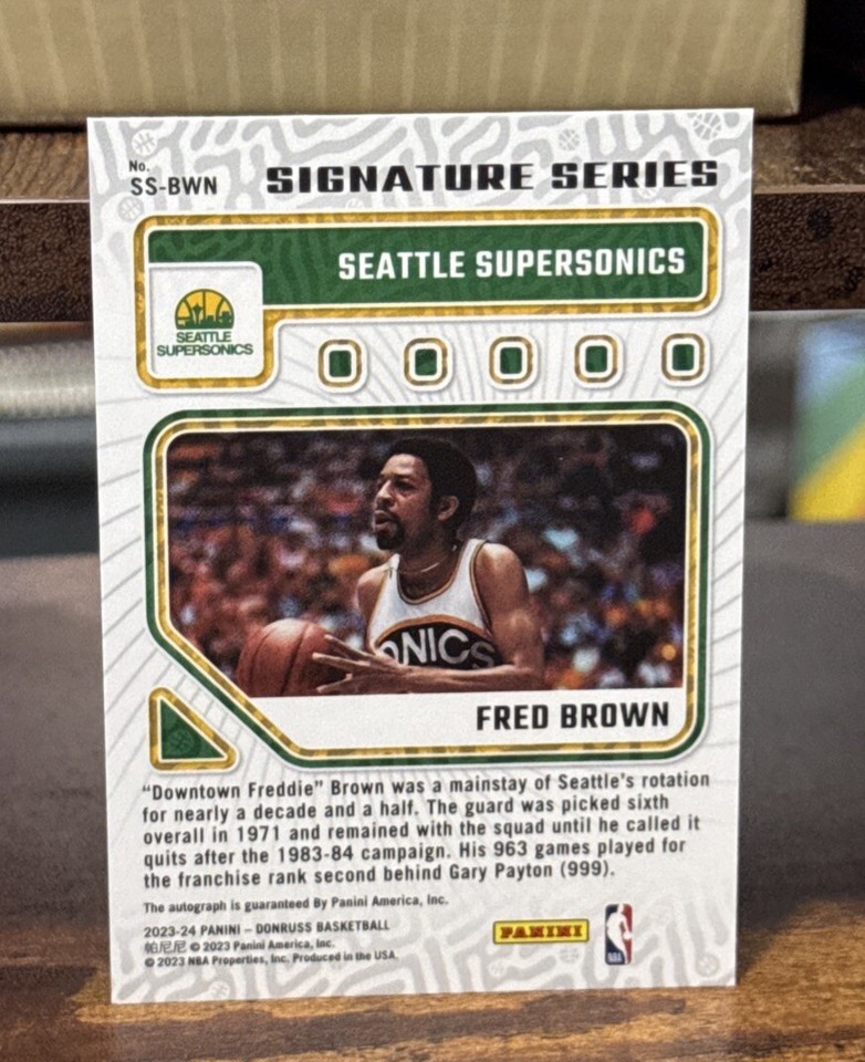 SS-BWN Fred Brown Seattle SuperSonics Autograph NBA Basketball HOF card 2023-24 | eBay