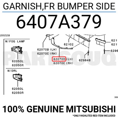 6407A379 Genuine Mitsubishi GARNISH,FR BUMPER SIDE | eBay