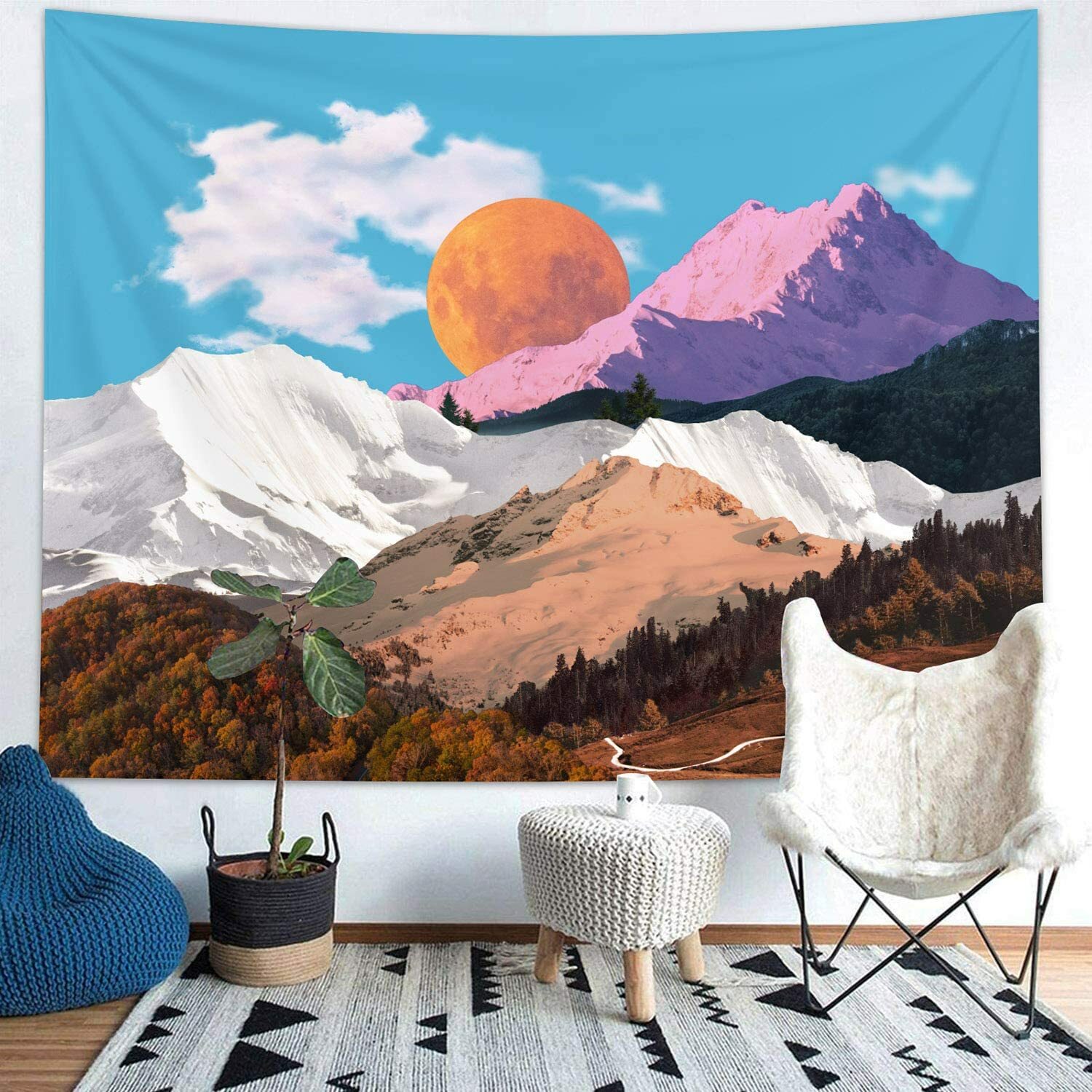 Sunset Mountain Tapestry Wall Hanging Blue Sky Wall Tapestry Room Wall ...